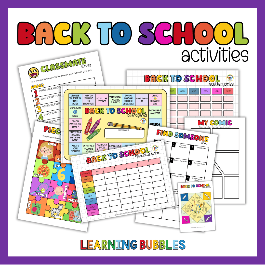 Back to school activities [PACK] [DESCARGABLES] - Learning Bubbles